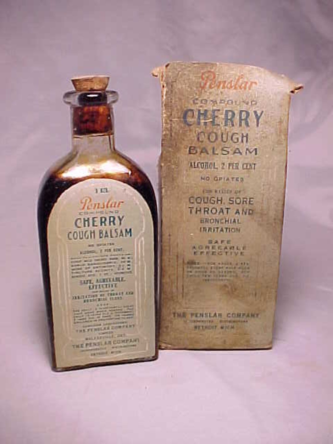 C1920s Penslar Compound Cherry Cough Balsam the Penslar Company Detroit ...