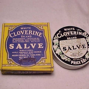 C1950 White Cloverine Brand Salve the Wilson Chemical Co. Tyrone, Penna ...