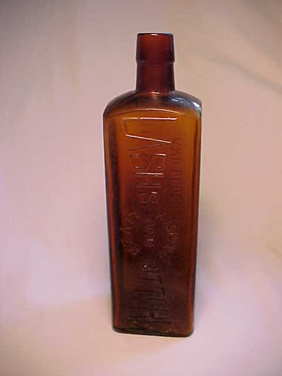 C1890-1900 Lash's Bitters Bottle, Cork Top Amber Blown Glass Patent ...