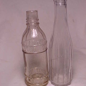 C1890-1915 Lot of Two Clear Glass Fancy Pepper Sauce Ketchup Bottles ...