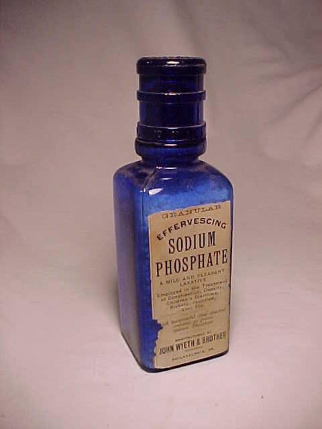 C1899 John Wyeth & Bro., Cobalt Blue Glass Cork Top Dose Cap Patent ...