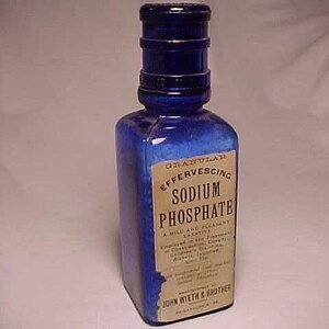 C1899 John Wyeth & Bro., Cobalt Blue Glass Cork Top Dose Cap Patent ...