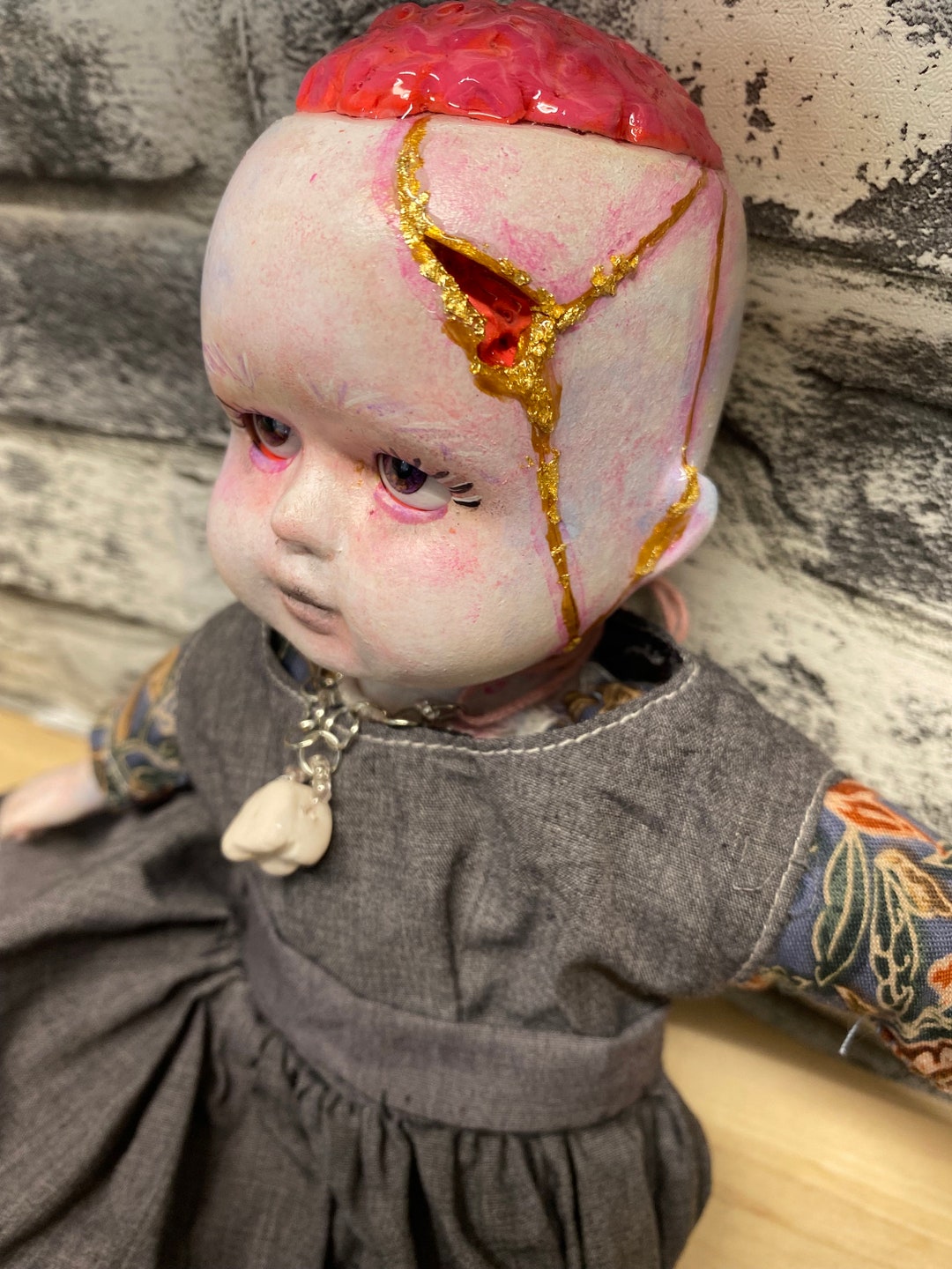 OOAK Gothic Zombie Art Doll • Handmade Creepy Couture Figurine • Gilded ...