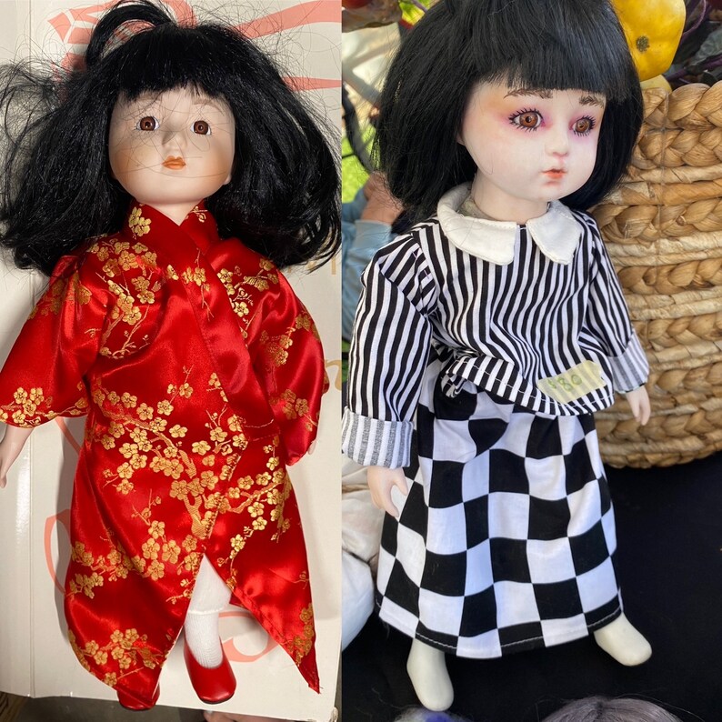 Emo Haunted Doll, Goth Ooak Art Doll. Upcycled Couture Doll, Spooky ...