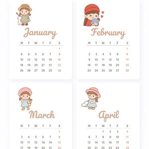 2026 Mini Desk Calendar Printable | Cute 4x6” Monthly Calendar | Small ...