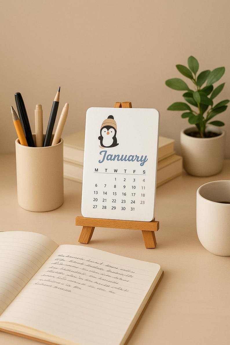 2026 Mini Desk Calendar Printable: Botanical Pastel Design (digital ...