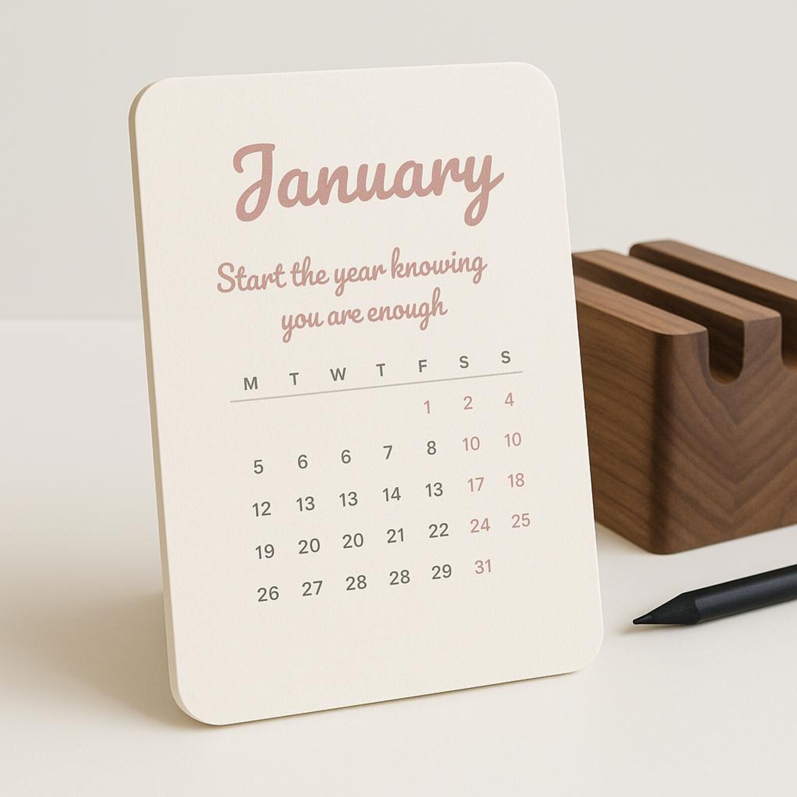 Minimalist Desk Calendar: 4x6" Monthly Cards With Quotes (digital ...