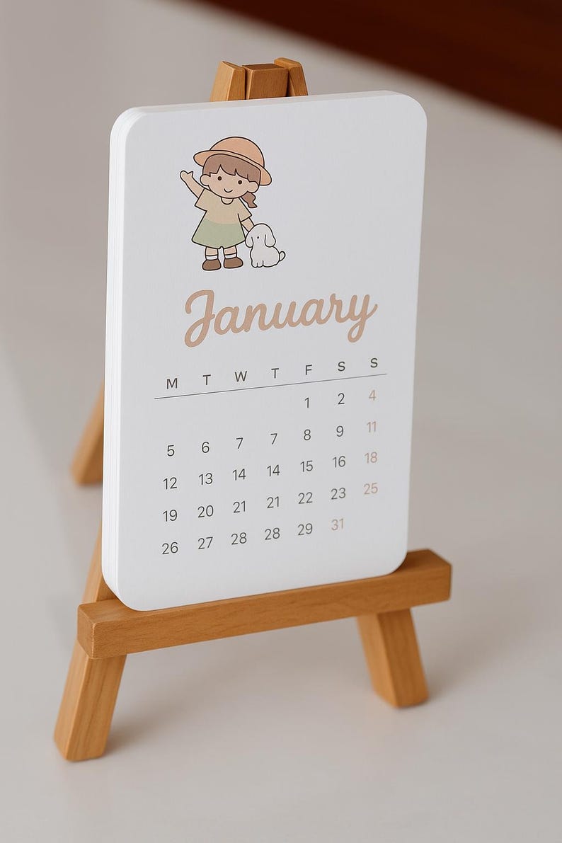 2026 Mini Desk Calendar Printable | Cute 4x6” Monthly Calendar | Small ...