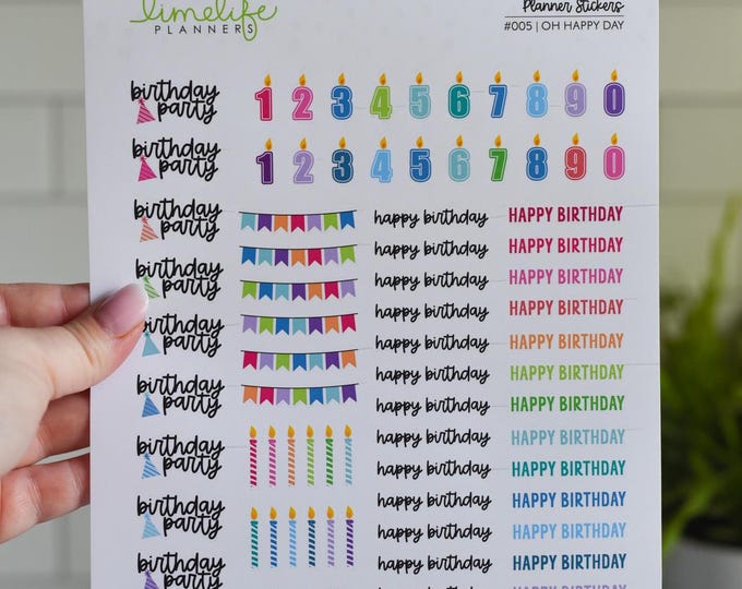Oh Happy Day Birthday Planner Stickers - Etsy