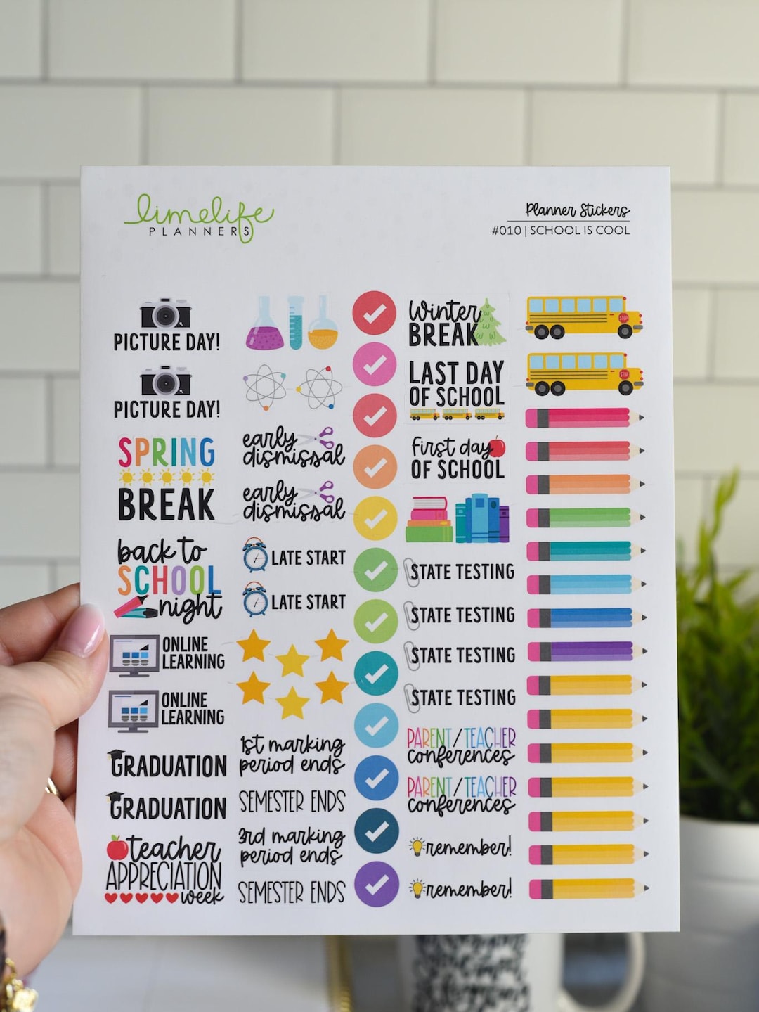 School Year Planner Stickers: Picture Day, Graduation, Breaks - Etsy