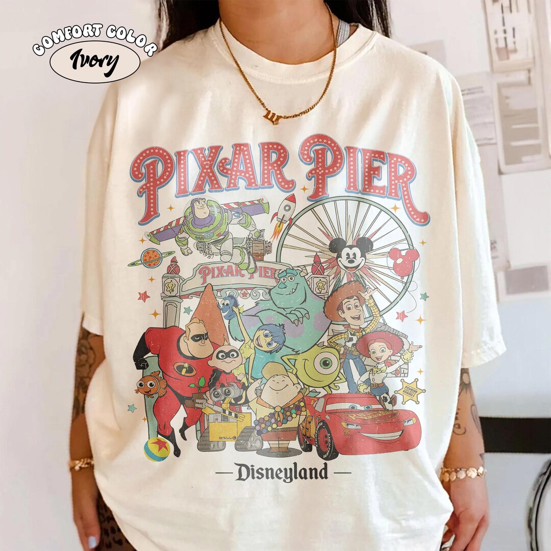 Retro Pixar Pier Disneyland Comfort Colors Tee, Meet Me at Pixar Pier ...