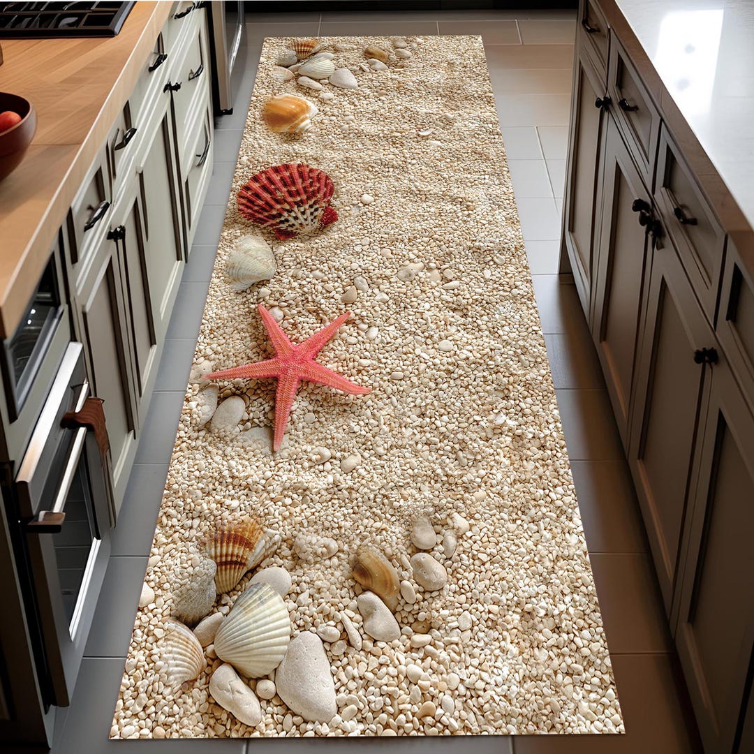 Starfish Runner Rug: Beach Coastal Kitchen Carpet, Non-slip Velvet - Etsy