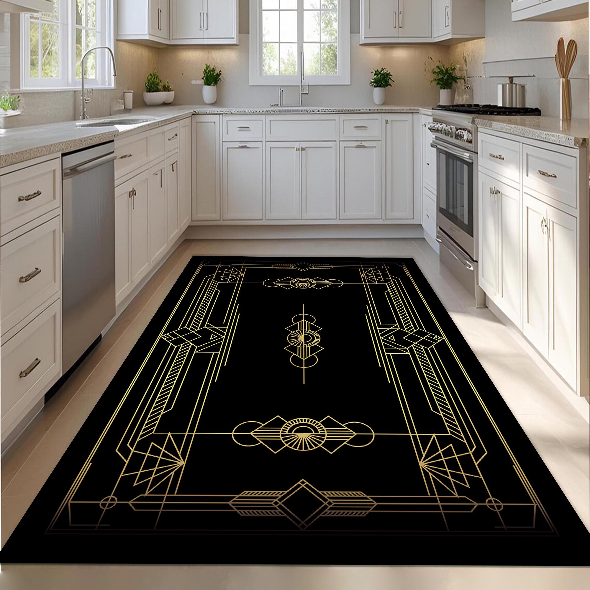 Black & Gold Art Deco Rug: Geometric Gatsby Glamour, Modern Salon Rug ...