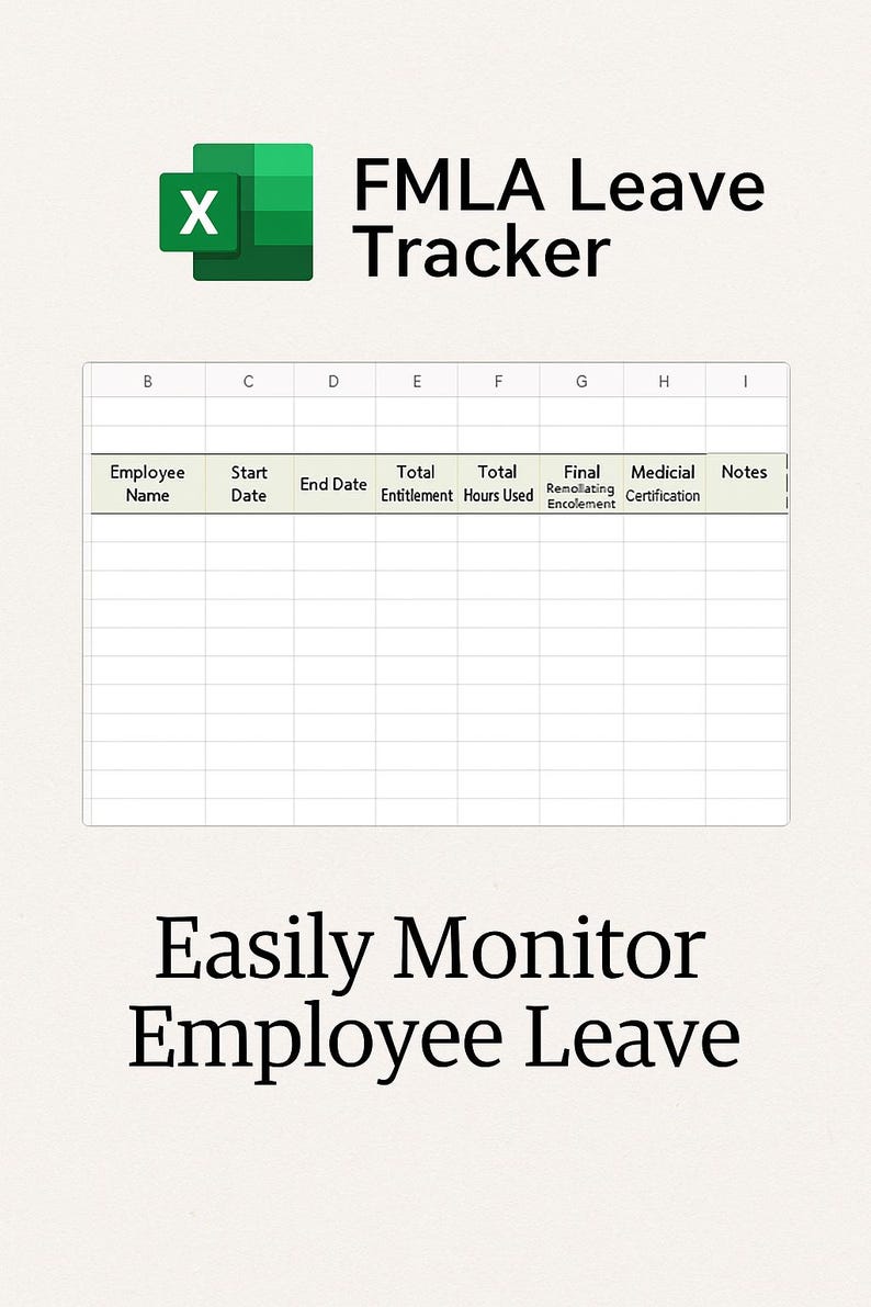 FMLA Leave Tracker + HR Guide / Excel Spreadsheet, User Instructions ...