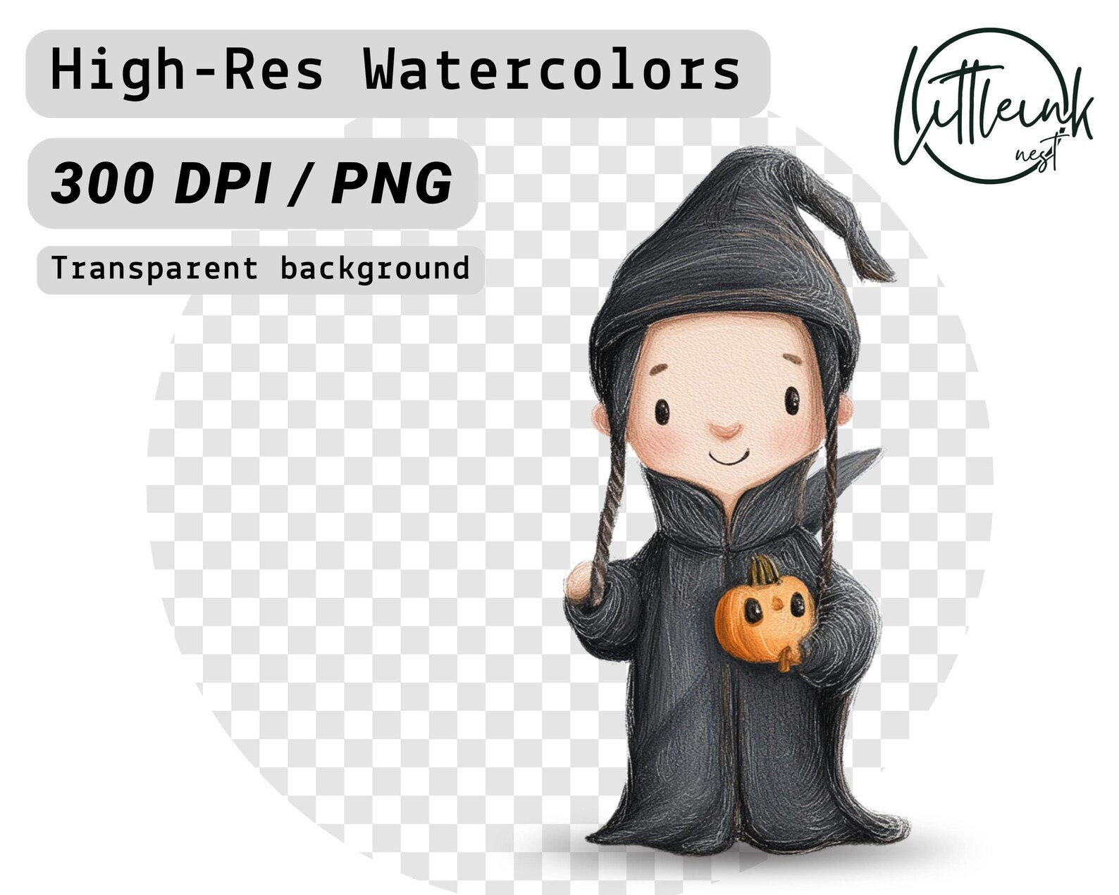 Halloween Kids Costume Clipart: Hand-drawn PNG Set (digital Download ...