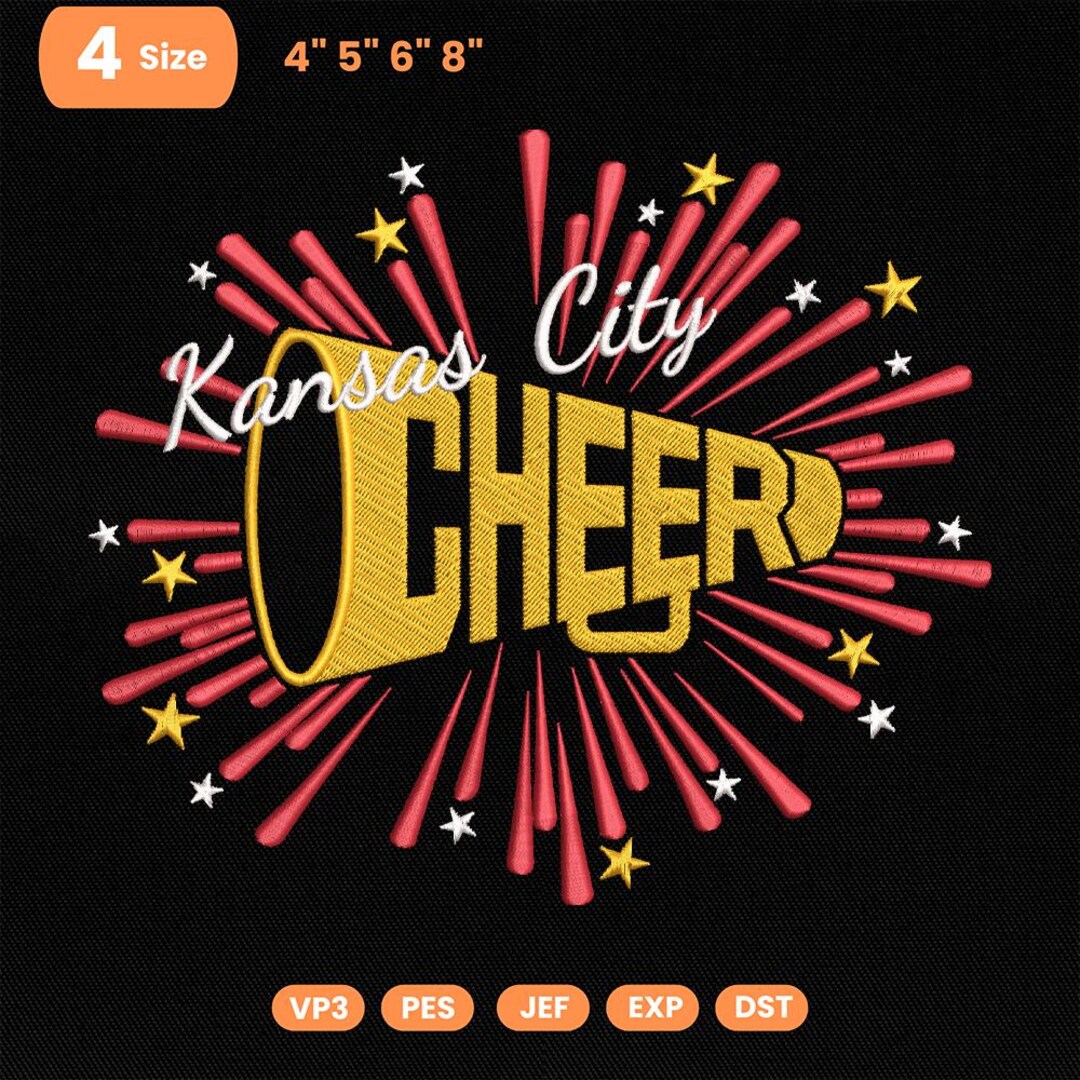 Kansas City Cheer Embroidery Design – Game Day Spirit Megaphone Pattern ...