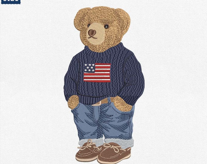Stylish Winter Bear Embroidery Design, Teddy Bear Machine Embroidery ...