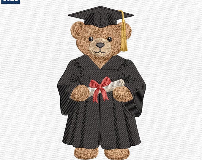 Graduation Bear Embroidery Design, Cute Teddy Bear Embroidery File ...