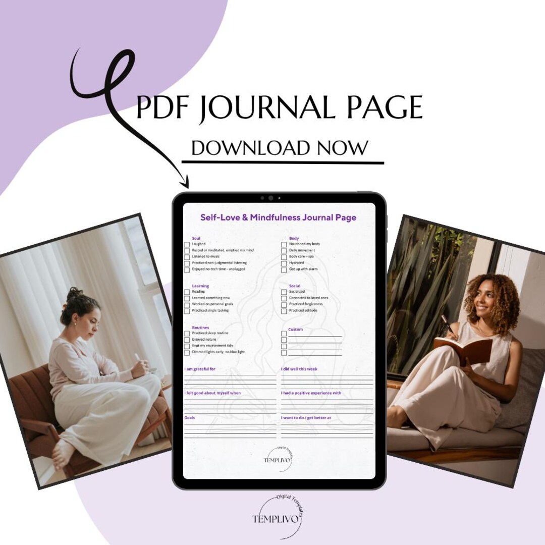 Self-love Mindfulness Journal Insert Page, Printable Workbook PDF ...