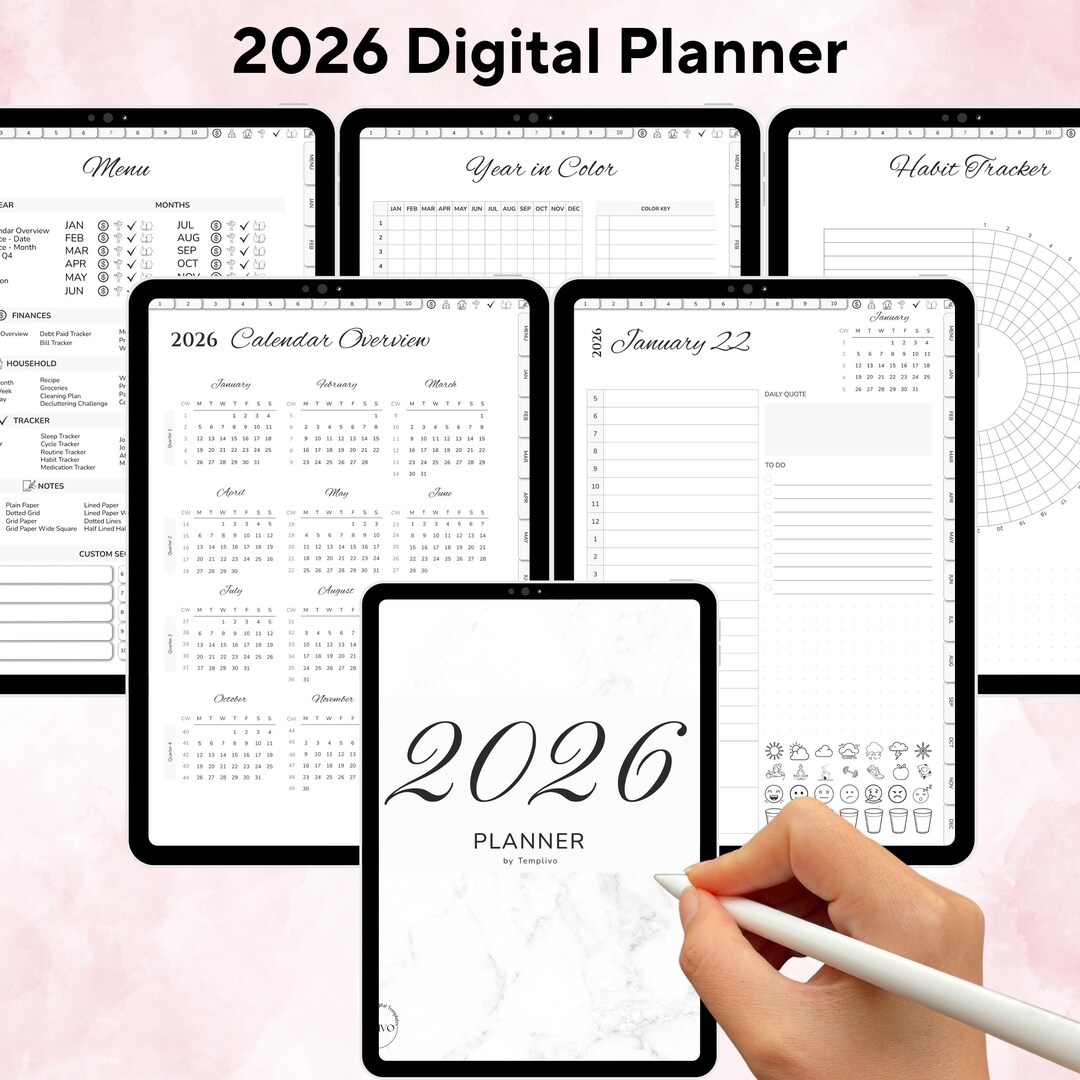 Digital Planner 2026 - Sunday Monday Start, Notebook for Samsung Notes ...