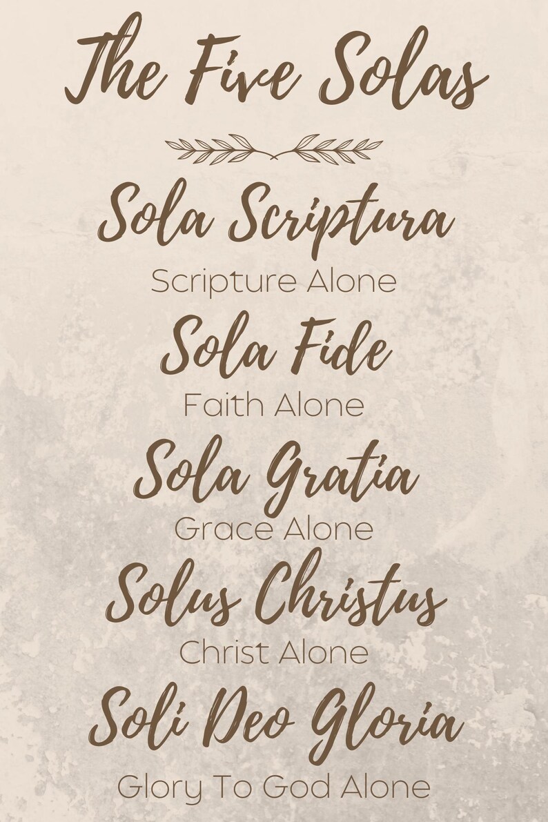 The Five Solas Wall Art Printable • Reformed Christian Digital Download ...