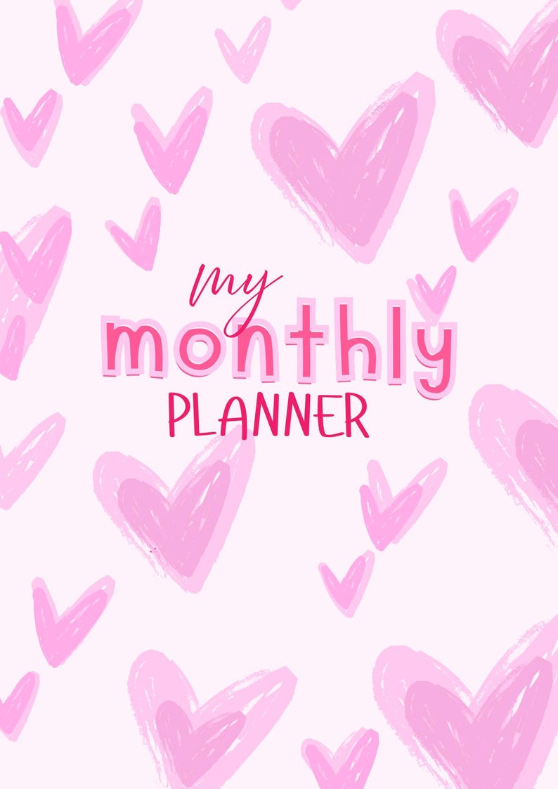 Simple Pink Monthly Planner - Etsy UK
