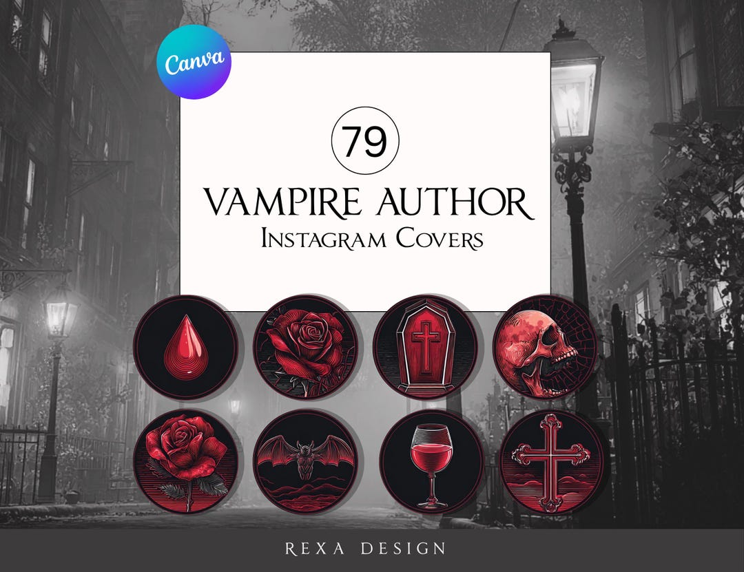 Fantasy Red Vampire Author Instagram Highlight Covers | 79 Canva Story ...