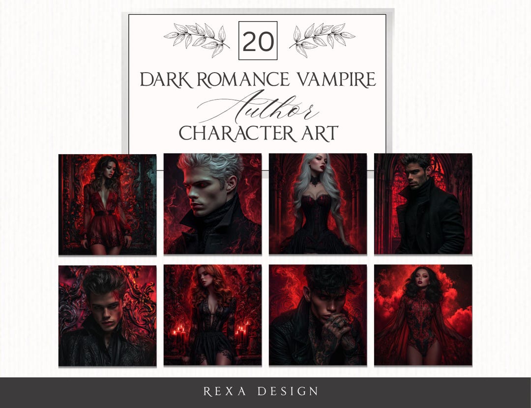 Red Vampire Dark Romance Character Art Pack: Gothic Author Branding ...