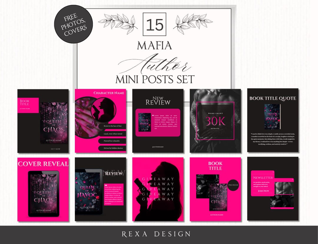 Hot Pink Mafia Romance Instagram Post Bundle Templates Photos Ebook ...