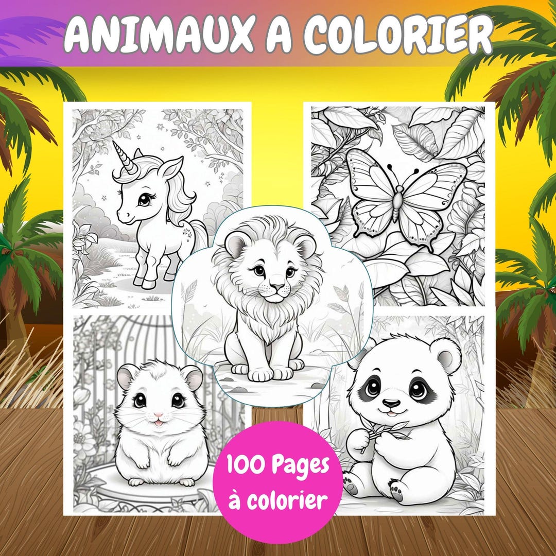 100 Baby Animals Coloring Pages, Cute Coloring Book for Kids, Puppies ...