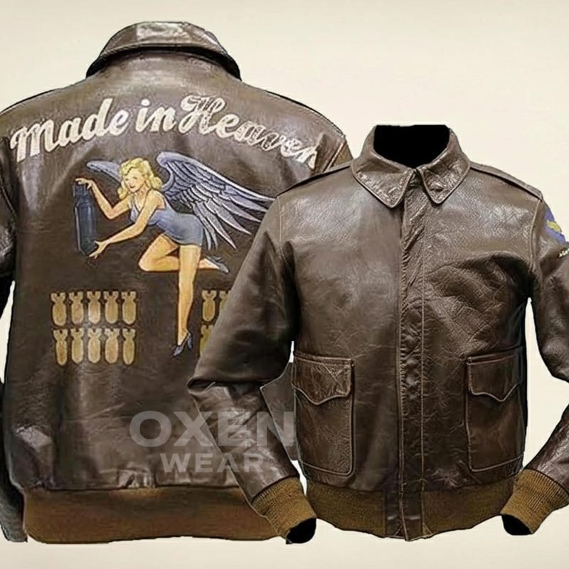 A2 brown leather flight jacket - Etsy.de