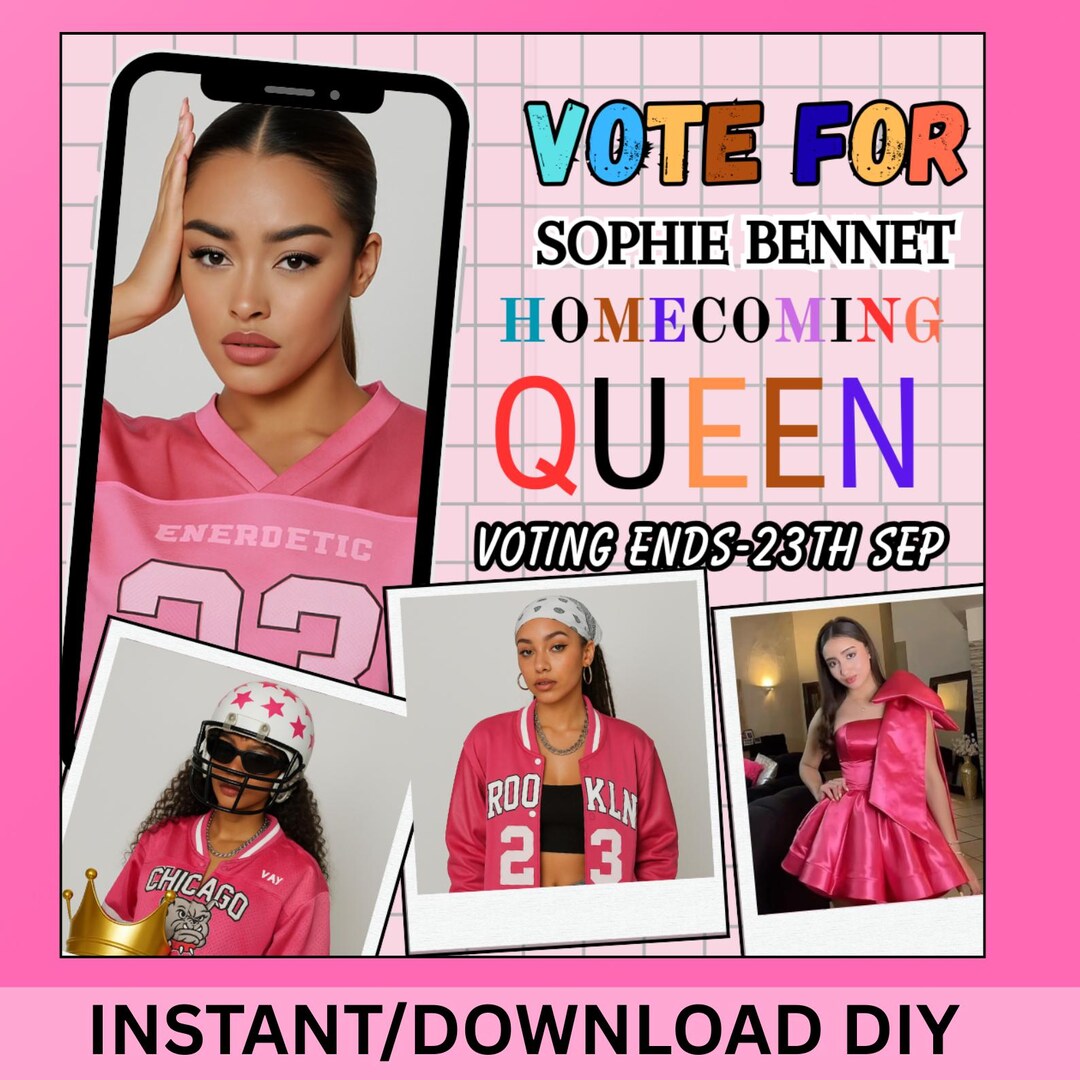 Homecoming Queen Flyer Template: Pink DIY Campaign (canva Editable) - Etsy