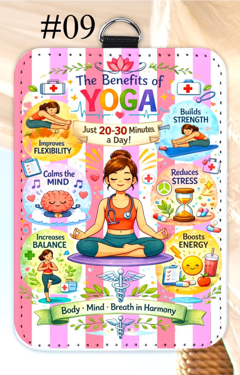 Personalized Yoga Benefits ID Badge Holders - Colorful - Etsy UK