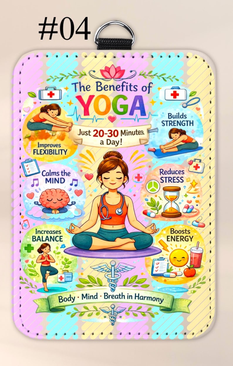 Personalized Yoga Benefits ID Badge Holders - Colorful - Etsy UK