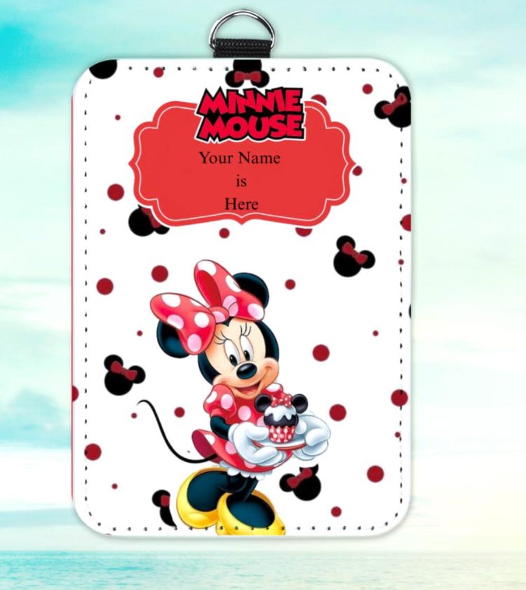 Personalized Minnie Mouse Badge Holder Costum Card Faux Leather Card ...