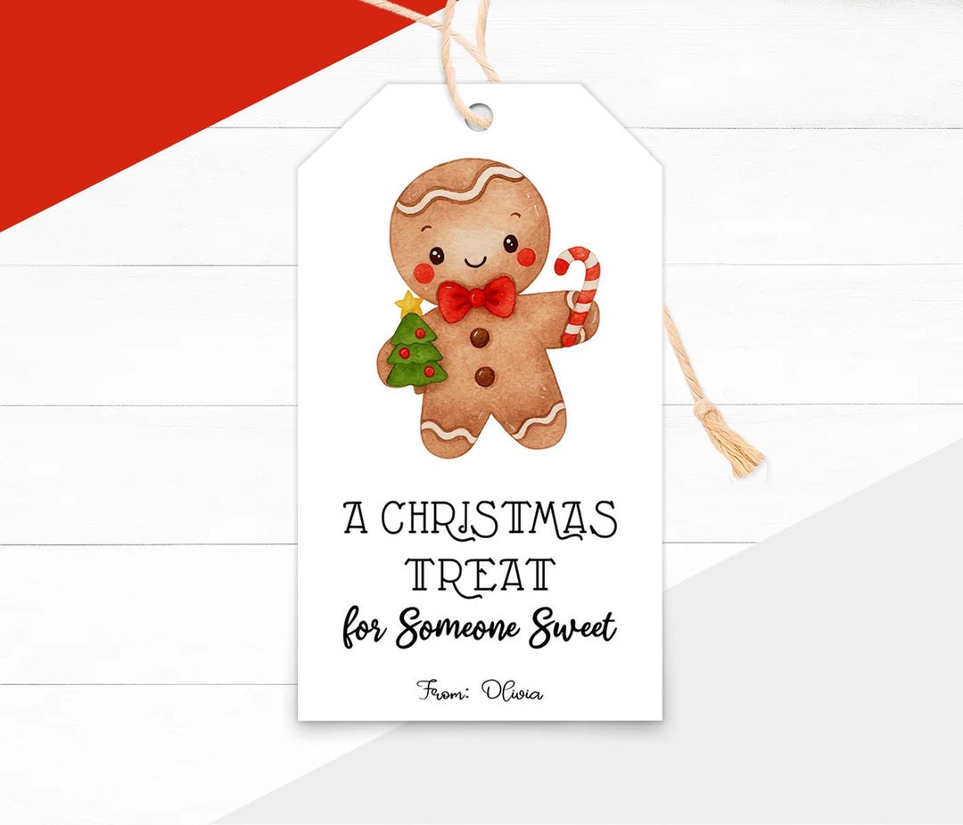 Gingerbread Man Christmas Gift Tags: Printable Holiday Treat Tag, Xmas ...