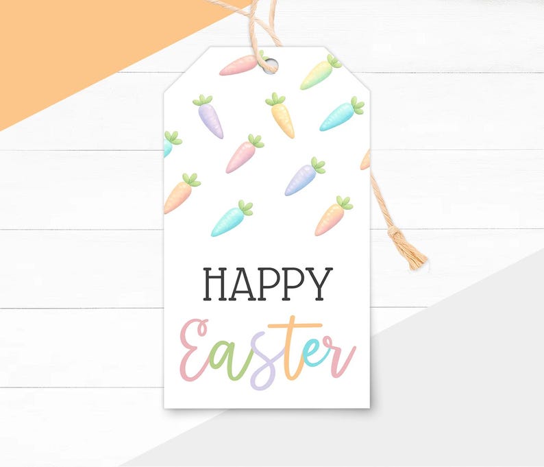 Easter Bunny Carrot Gift Tags Printable, Minimal Basket Favor Label ...