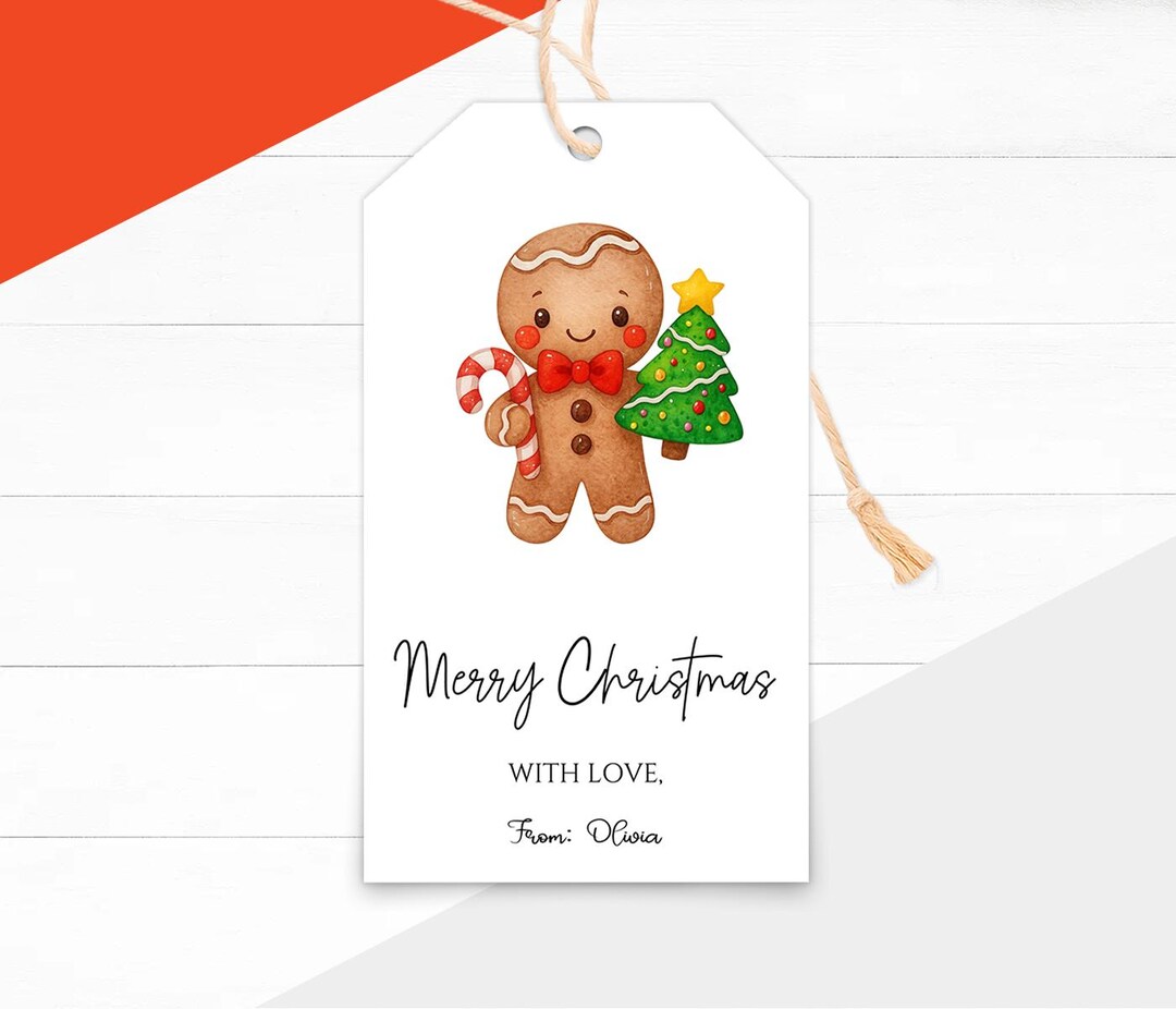 Gingerbread Man Christmas Gift Tags, Printable Holiday Treat Labels ...