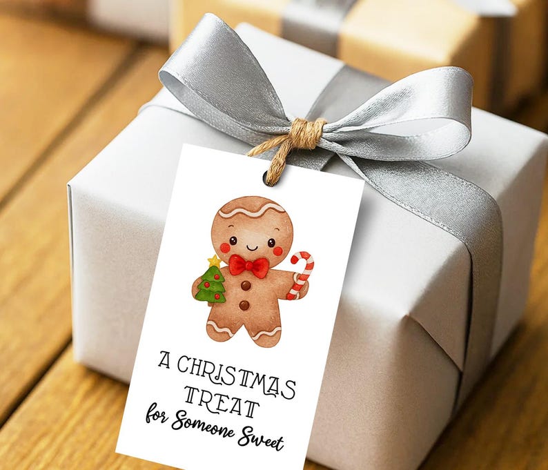 Gingerbread Man Christmas Gift Tags: Printable Holiday Treat Tag, Xmas ...