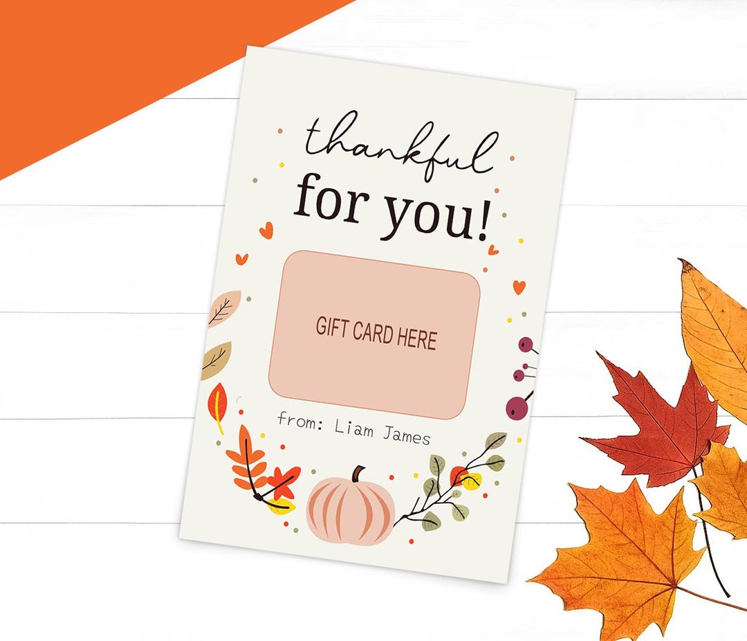 Thanksgiving Gift Card Holder Printable: Thankful for You Teacher ...