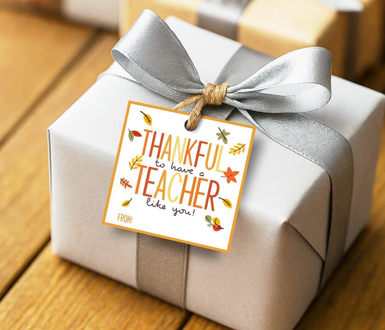 Thanksgiving Teacher Gift Tags: Printable Fall Cookie Favor Labels ...