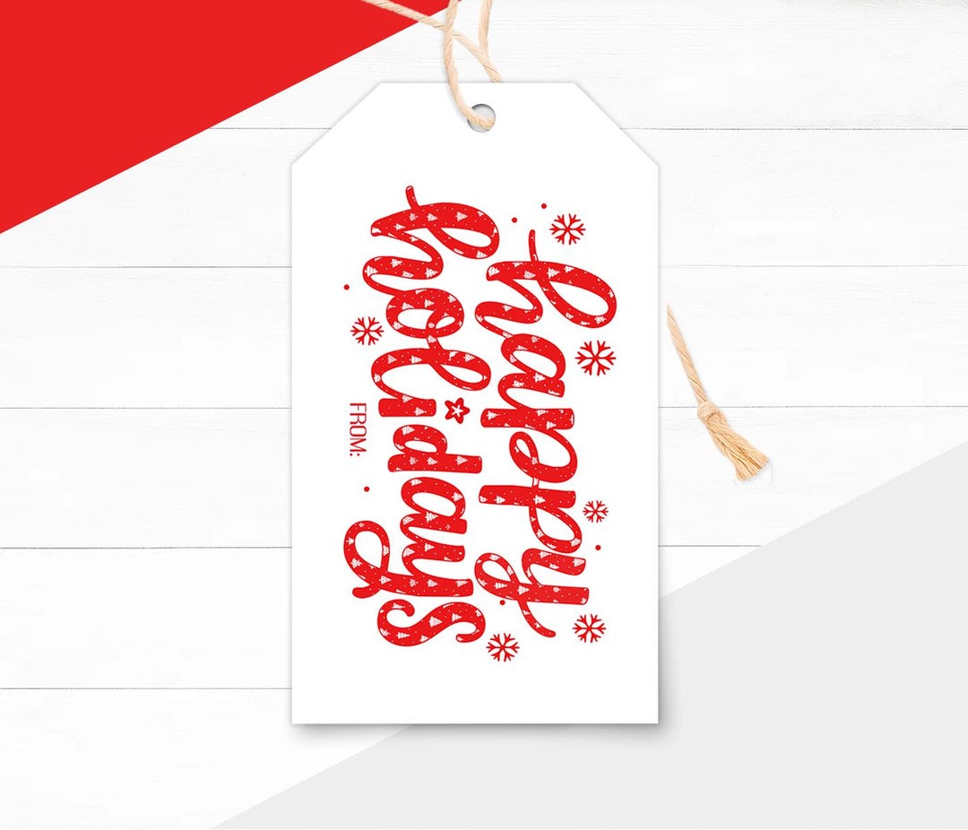 Printable Happy Holidays Gift Tags: Christmas Favor Labels, Teacher ...