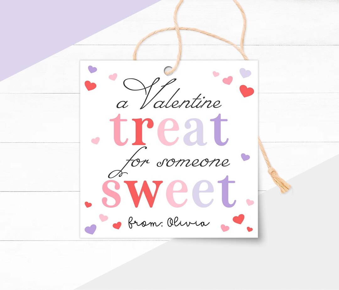 Printable Sweet Treat Valentine Tags, Classroom Favor Candy Tag ...