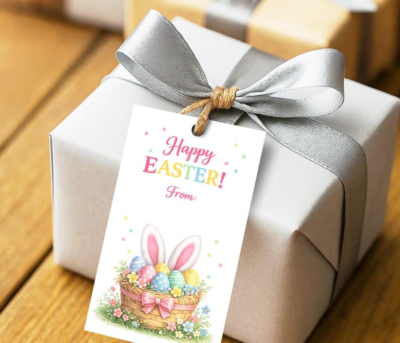 Easter Bunny Cookie Gift Tags Printable, Pastel Egg Basket Treat Bag ...