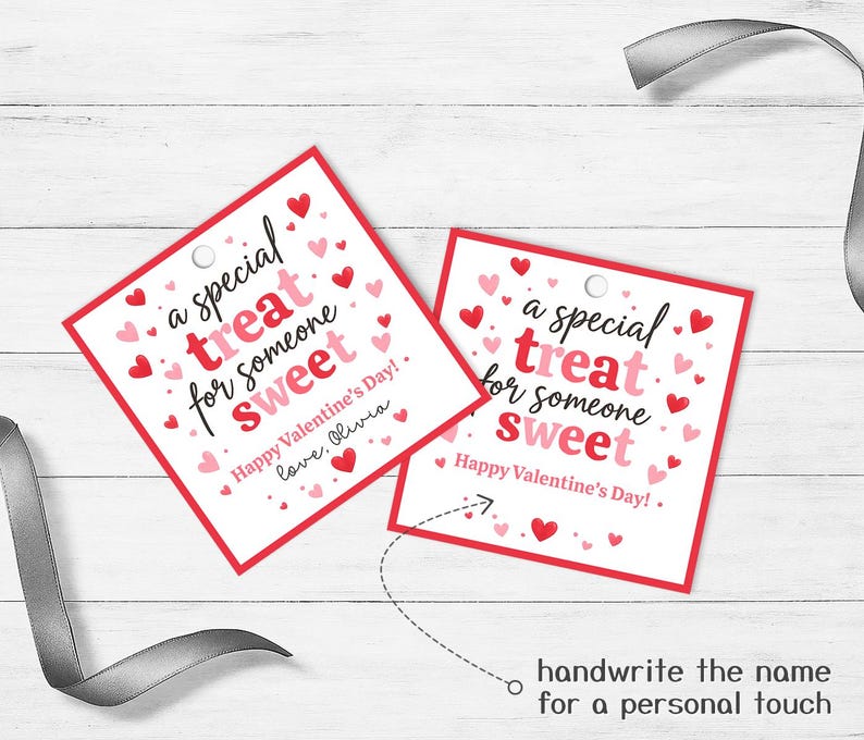 Printable Valentines Treat Tags: Teacher Valentine Tag, Employee Gift ...