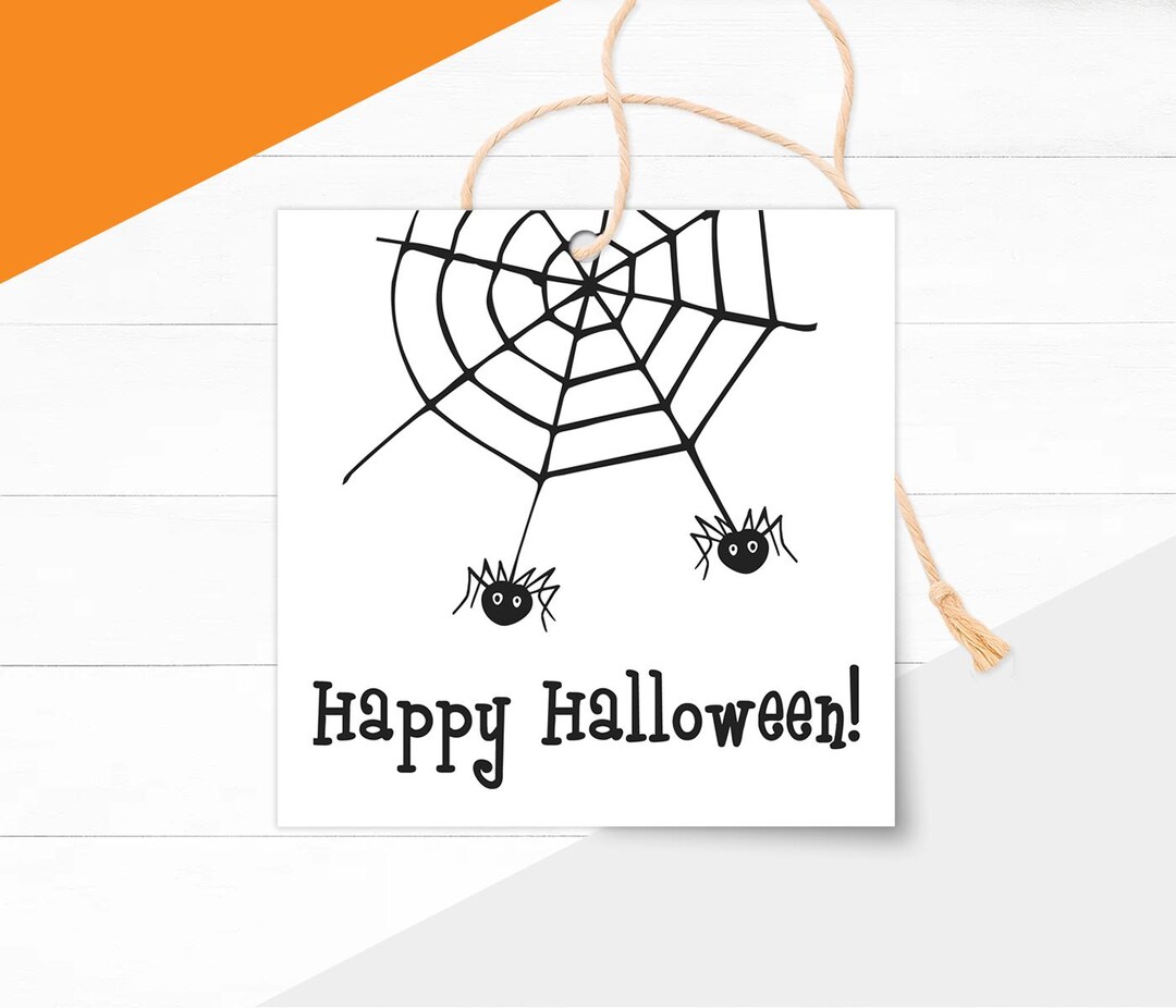 Happy Halloween Gift Tags: Spider Web Printable Trick or Treat Bag Tag ...