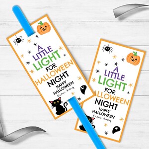 Printable Halloween Glow Stick Favor Tags: "a Little Light" (instant ...
