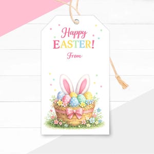 Easter Bunny Cookie Gift Tags Printable, Pastel Egg Basket Treat Bag ...