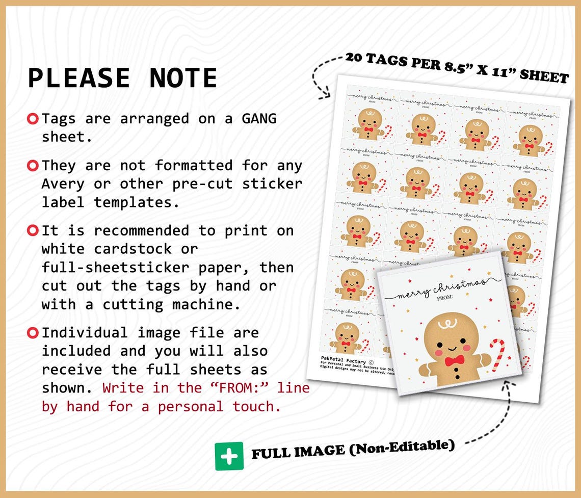 Printable Gingerbread Man Christmas Gift Tags: Holiday Cookies Treat ...