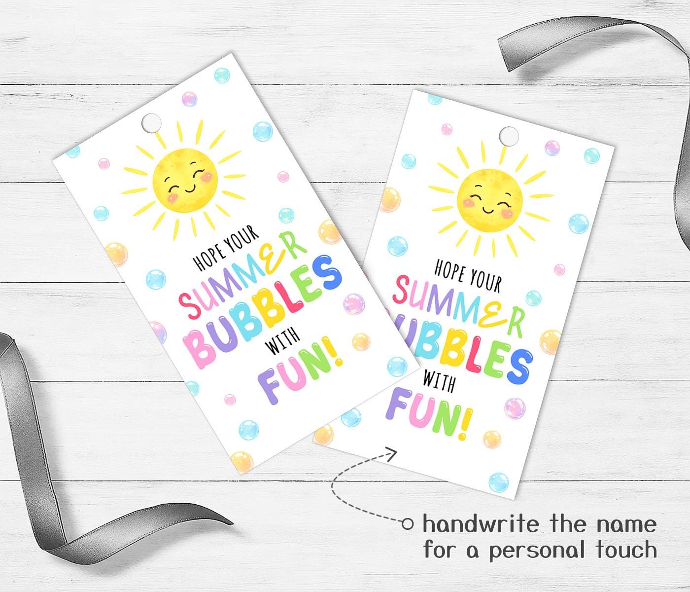 Summer Bubbles Gift Tags Printable, End of School Year Favor Label ...